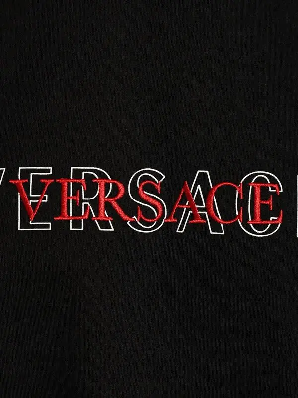 Versace T-shirt With Embroidered Logo - Black