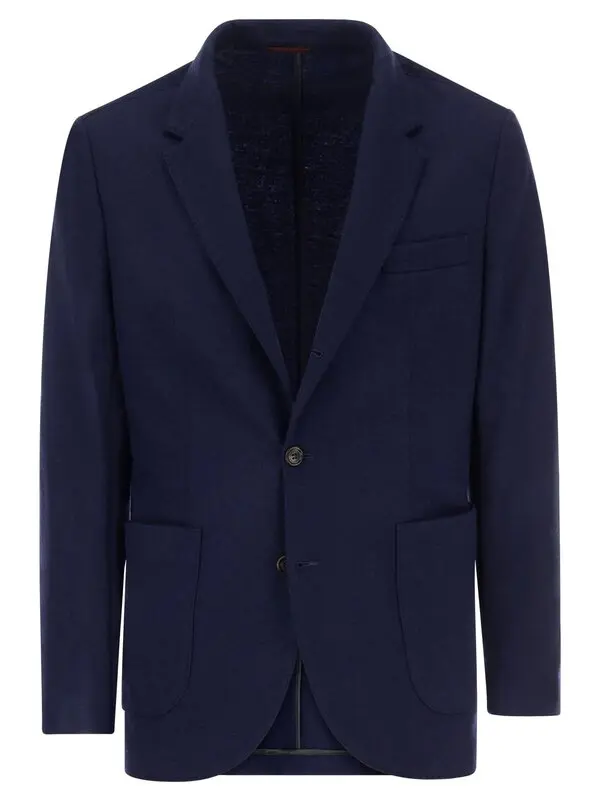 Brunello Cucinelli Cashmere Jersey Blazer With Patch Pockets - Blue