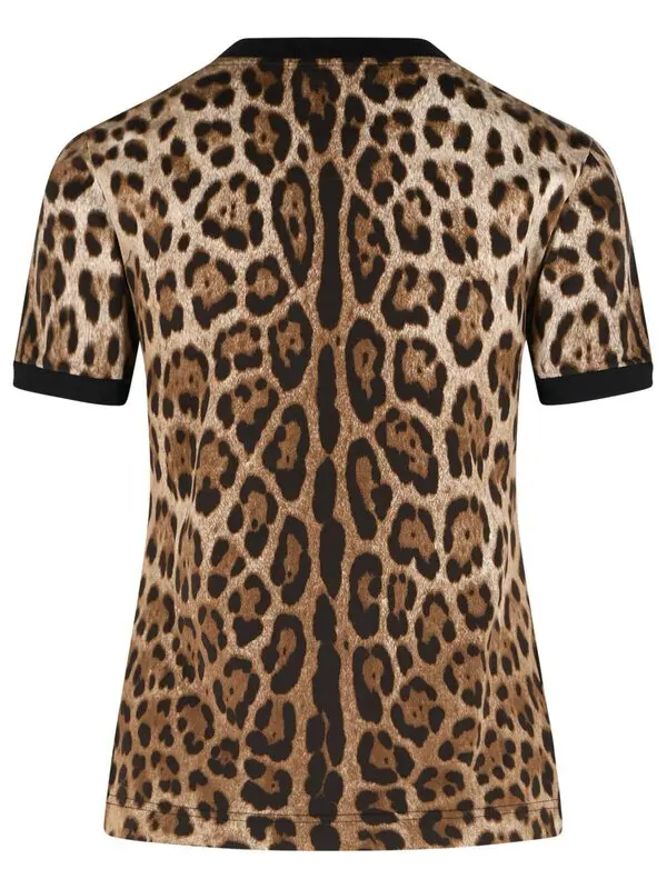 Dolce & Gabbana Leopard Print Cotton T-shirt - Brown