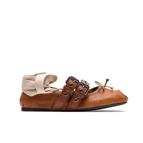 Miu Miu Nappa And Calf Leather Ballerina Flats - Multicolor