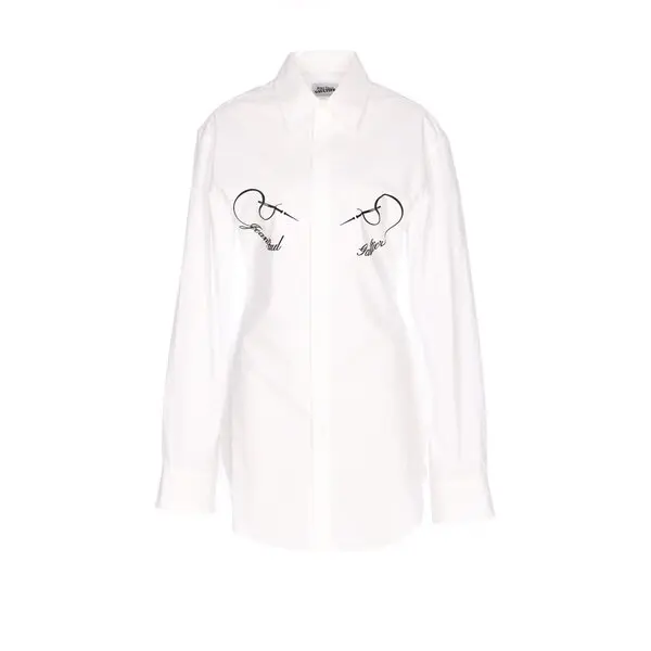 JEAN PAUL GAULTIER Graphic Print Cotton Blend Shirt - White