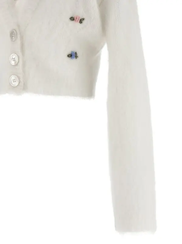 Alessandra Rich Mohair Blend Cardigan - White