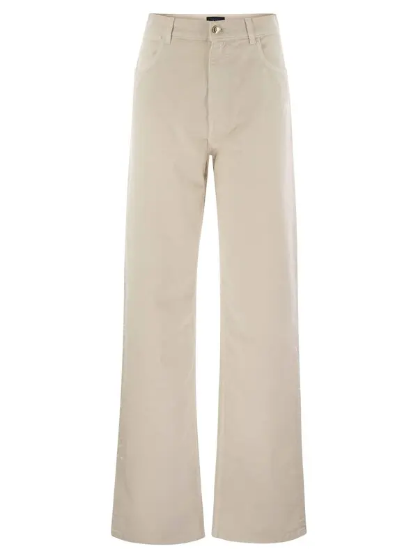 FAY 5-pocket Trousers In Stretch Cotton Drill - Cream
