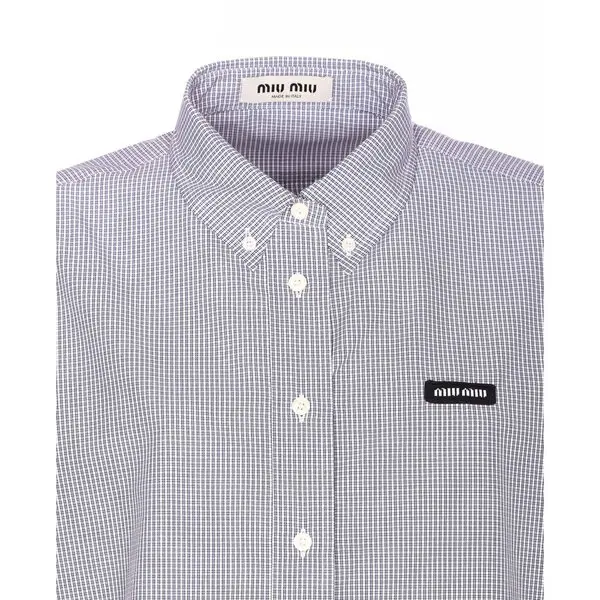 Miu Miu Check Motif Logo Shirt
