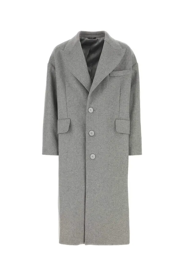 Dolce & Gabbana Grey Wool Blend Coat - Gray