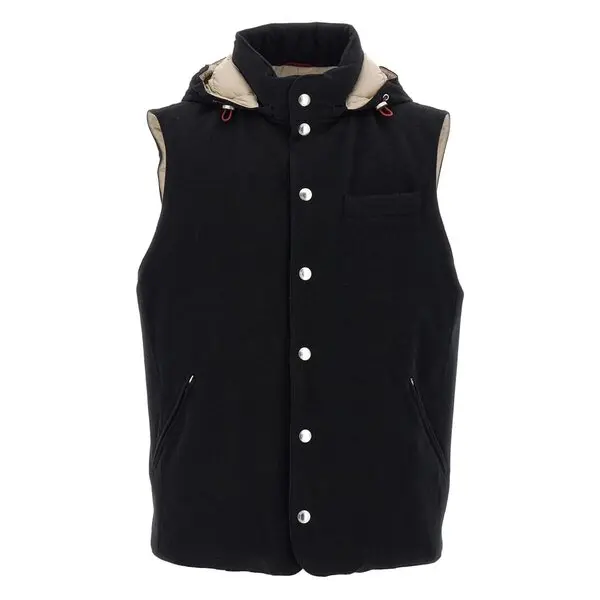 Brunello Cucinelli Water-repellent Wool Hooded Vest - Black