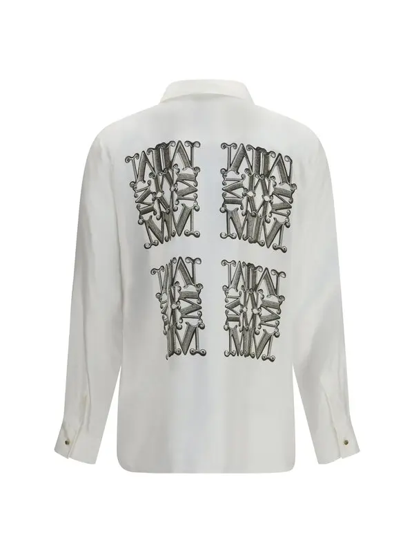 Max Mara Printed Silk Twill Shirt - White