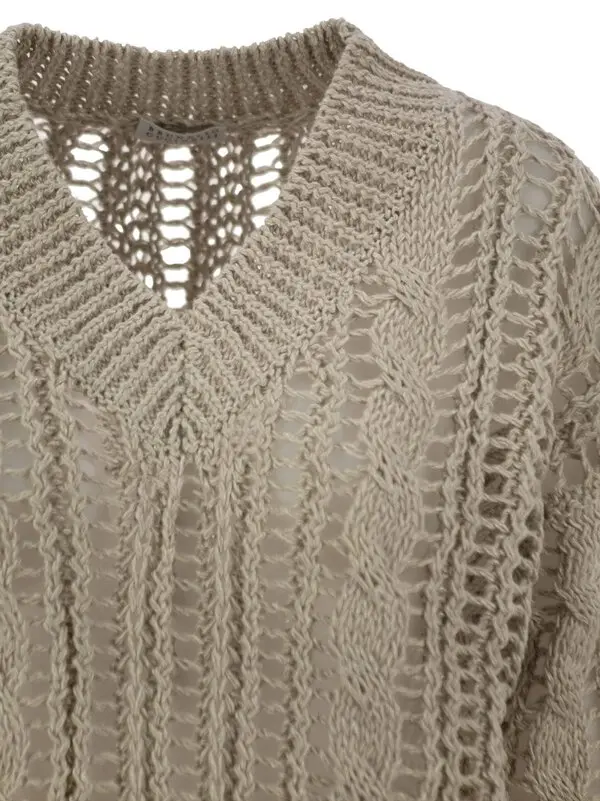 Brunello Cucinelli Cable & Mesh Jute And Cotton Jersey