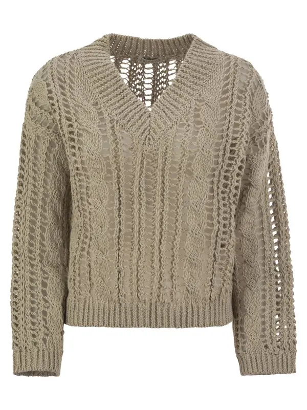Brunello Cucinelli Cable & Mesh Jute And Cotton Jersey - Cream