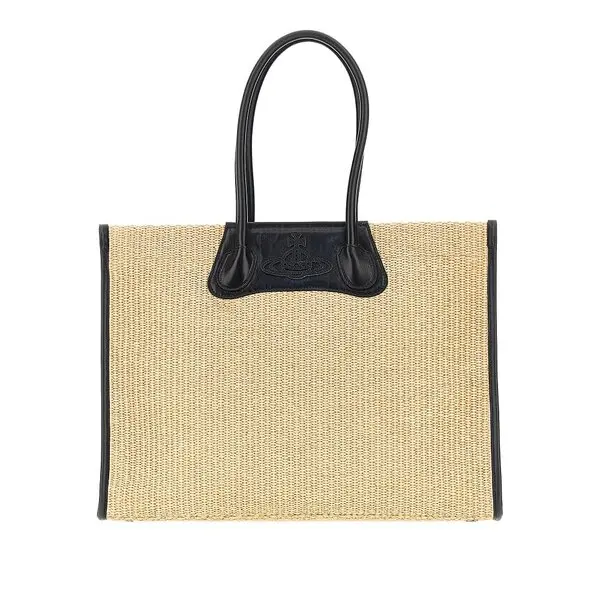 VIVIENNE WESTWOOD Troy' Weaved Raffia Tote Bag - Cream