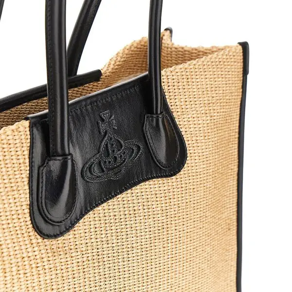 VIVIENNE WESTWOOD Troy Weaved Raffia Tote Bag - Cream