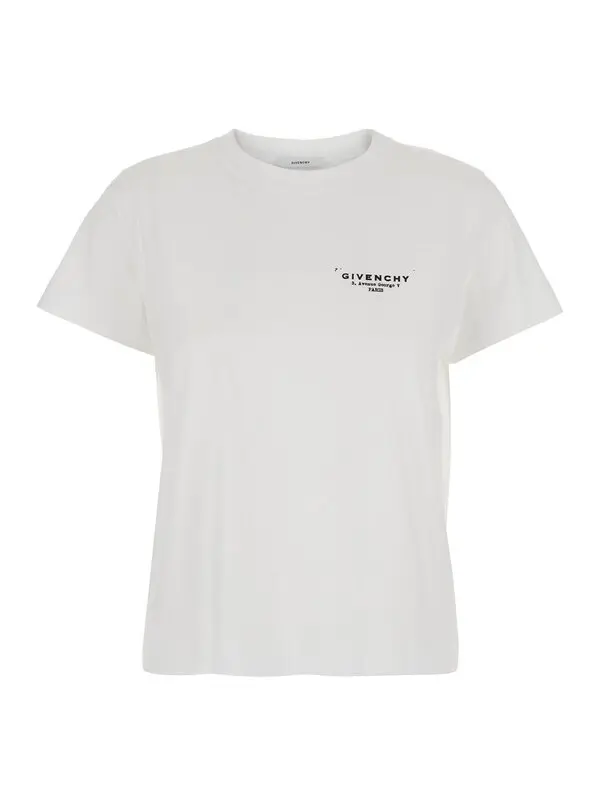 Givenchy Crewneck T-shirt With Logo Lettering On Front And Rear In Cotton - White