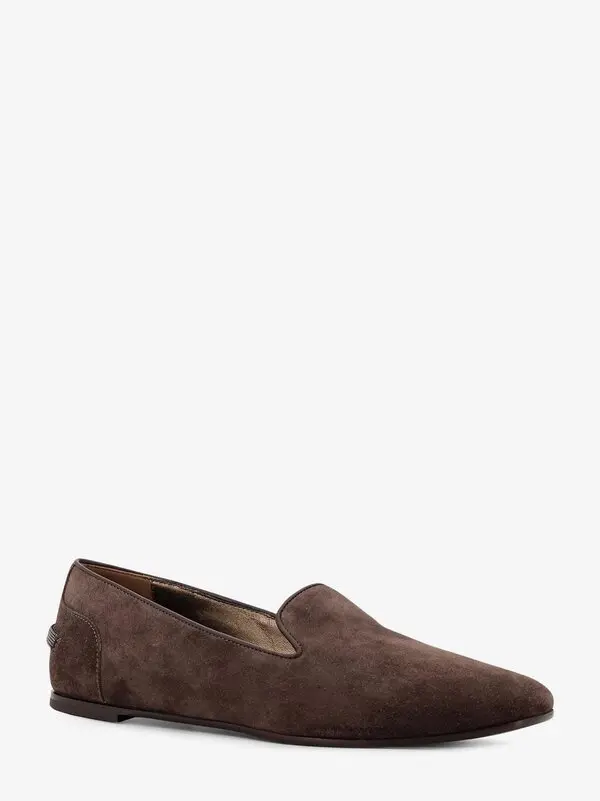 Brunello Cucinelli Suede Loafers With Monili Detail - Brown
