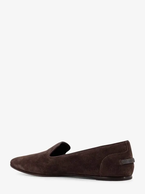 Brunello Cucinelli Suede Loafers With Monili Detail - Brown