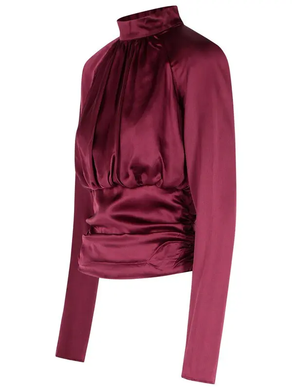 ROTATE BY BIRGER CHRISTENSEN Kala' Burgundy Silk Blouse