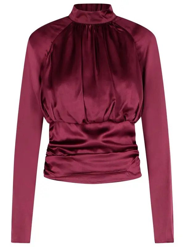 ROTATE BY BIRGER CHRISTENSEN Kala' Burgundy Silk Blouse - Multicolor