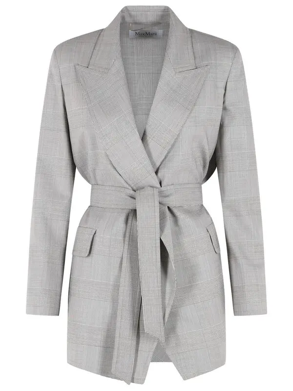 Max Mara Prince Of Wales Wool Robe Jacket - Green