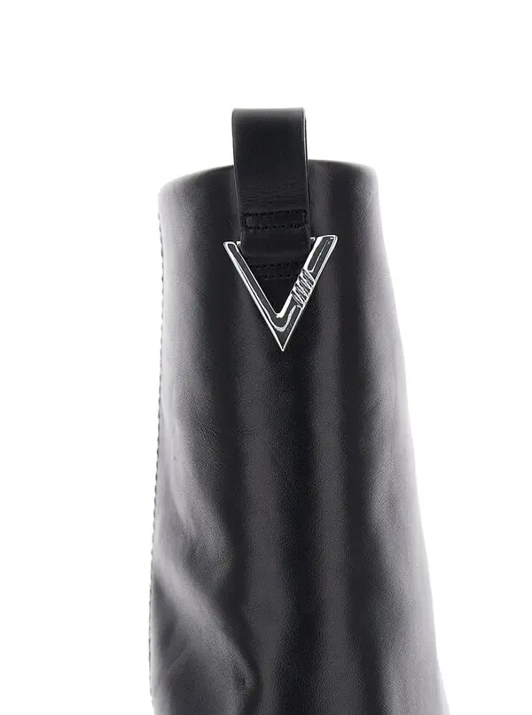 Attico Boots 'robin' With Square Toe And Logo Plate On The Back In Black Leather For - Multicolor