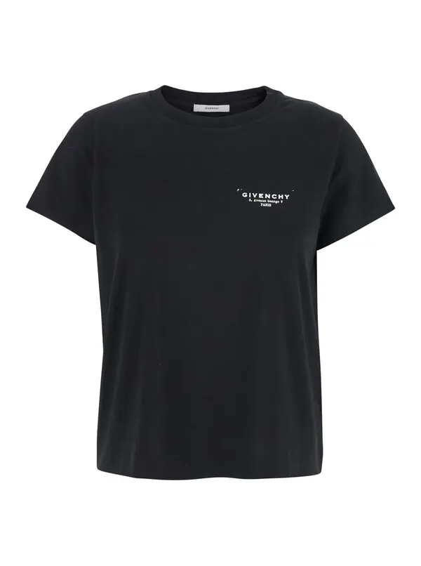 Givenchy Crewneck T-shirt With Logo Lettering On Front And Rear In Cotton - Black