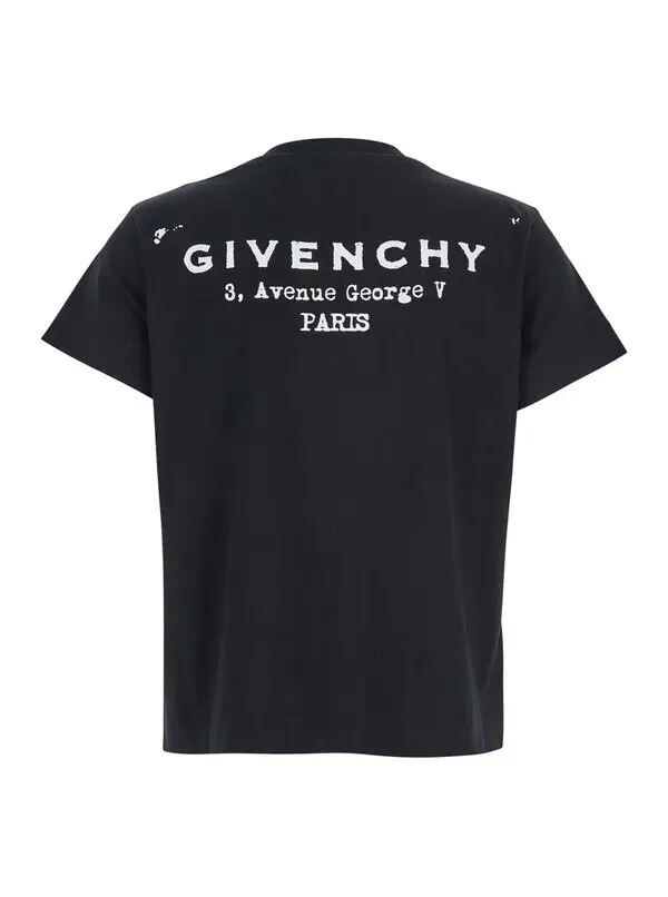Givenchy Crewneck T-shirt With Logo Lettering On Front And Rear In Cotton - Black