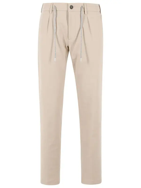 Eleventy Beige Stretch Cotton Pants - Cream