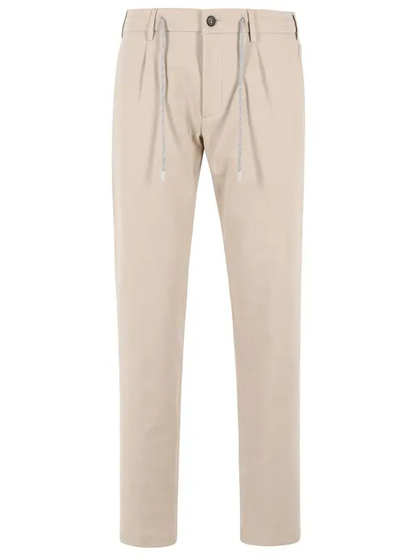 Eleventy Beige Stretch Cotton Pants - Cream