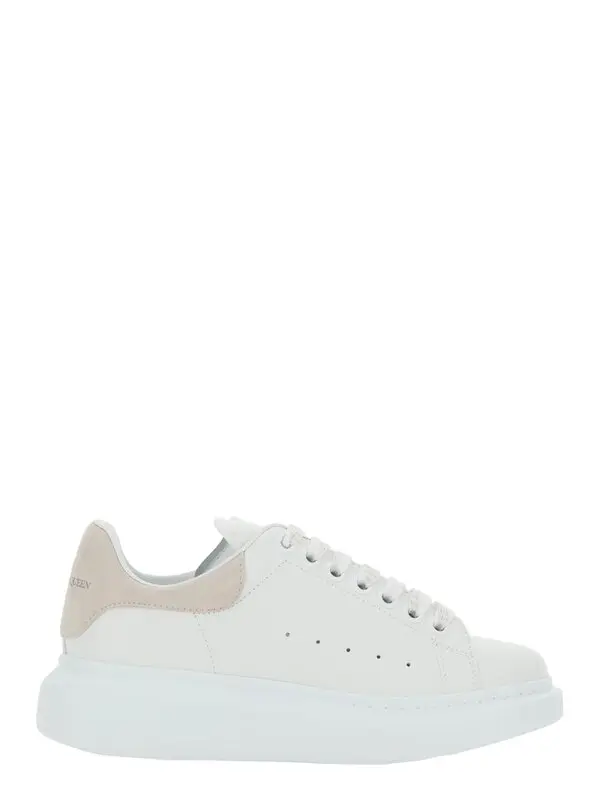 Alexander McQueen Leather Low Top Sneakers With Contrast Heel And Logo Lettering For - White