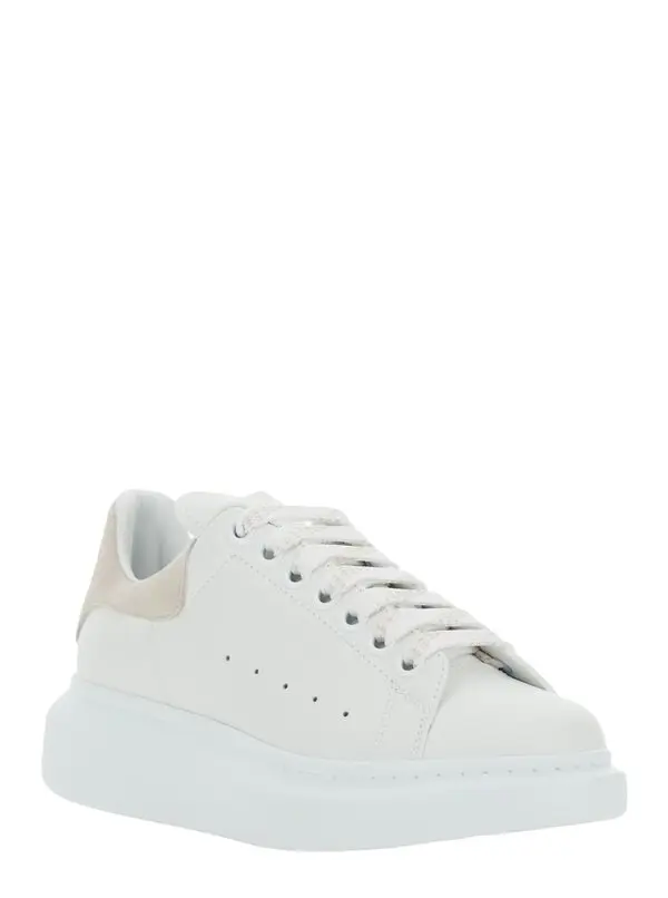 Alexander McQueen Leather Low Top Sneakers With Contrast Heel And Logo Lettering For - White