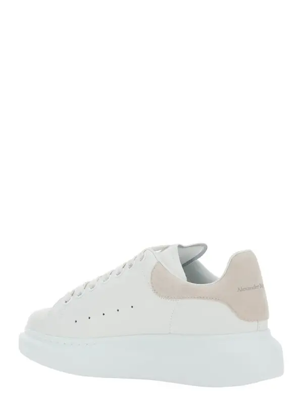 Alexander McQueen Leather Low Top Sneakers With Contrast Heel And Logo Lettering For - White