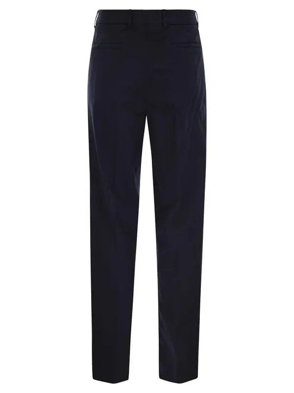 Brunello Cucinelli American Pima Comfort Cotton Pleated Trousers - Blue