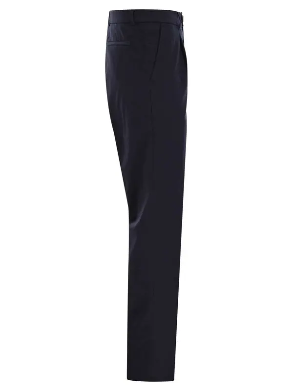 Brunello Cucinelli American Pima Comfort Cotton Pleated Trousers - Blue