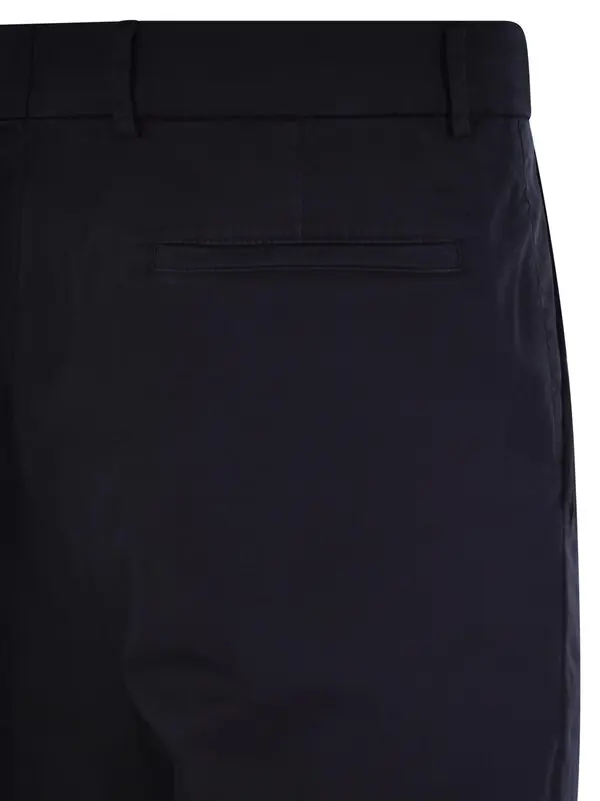 Brunello Cucinelli American Pima Comfort Cotton Pleated Trousers - Blue