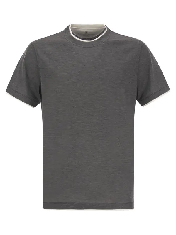 Brunello Cucinelli Silk And Cotton T-shirt - Gray