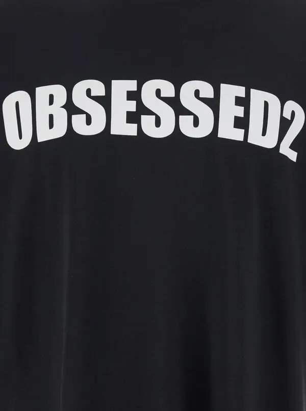 Dsquared2 Black Crewneck T-shirt With Maxi Logo Lettering On The Front In Cotton - Multicolor
