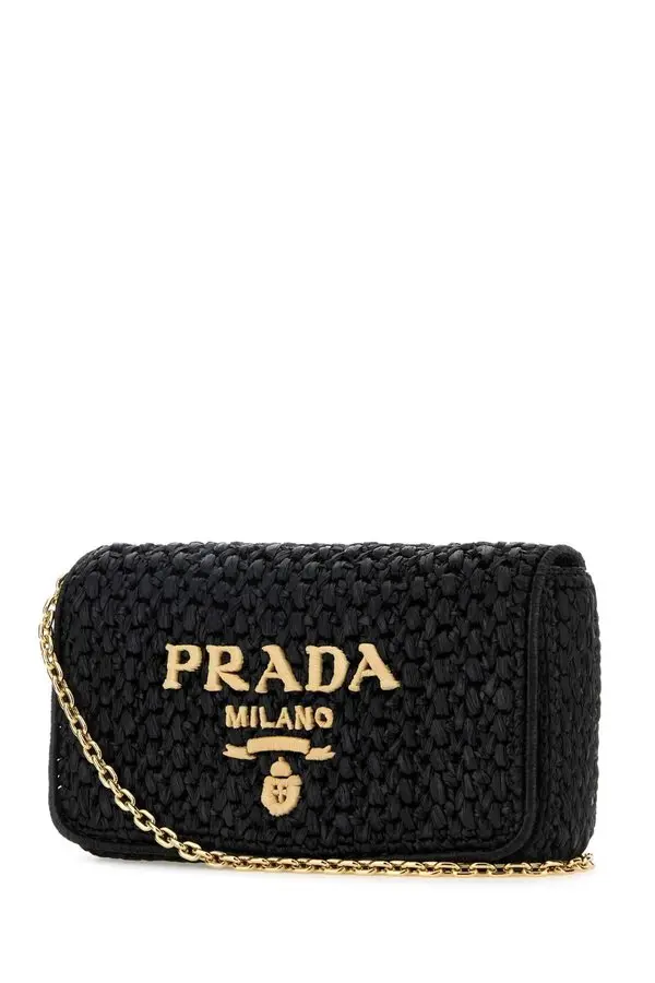 Prada Raffia Cross Body Bag - Black
