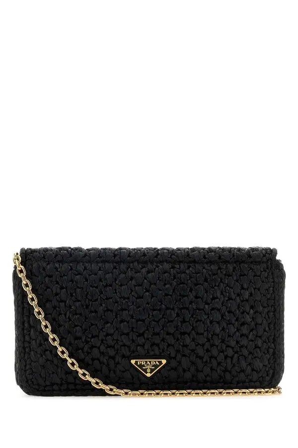 Prada Raffia Cross Body Bag - Black