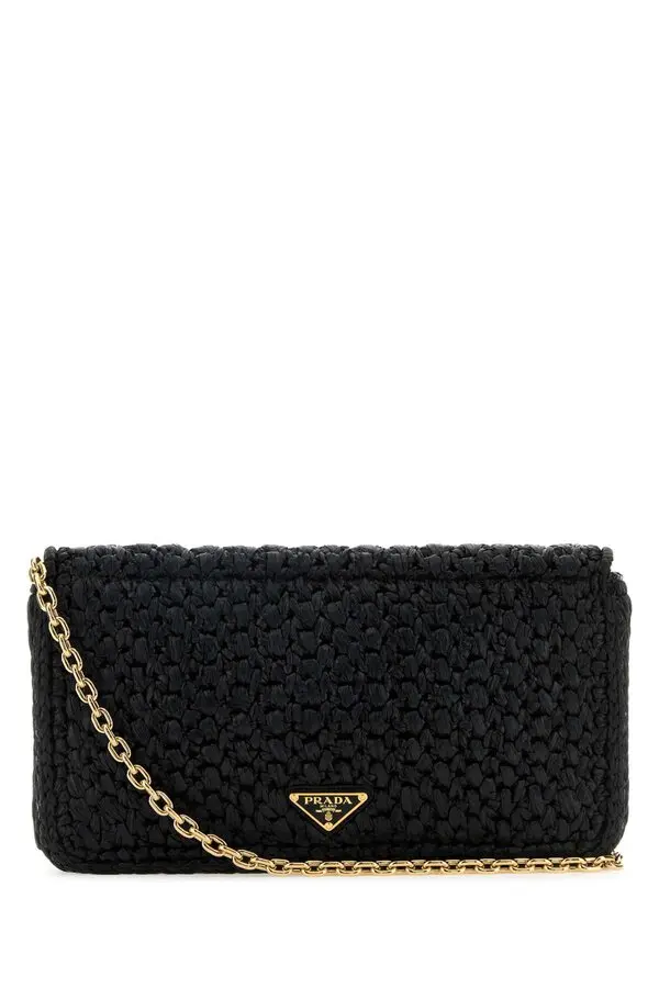 Prada Raffia Cross Body Bag - Black