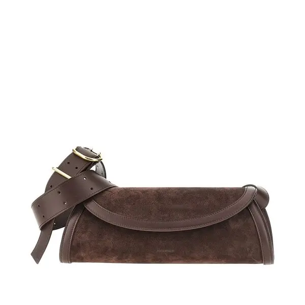 JIL SANDER Suede Leather Small 'cannolo' Bag - Brown