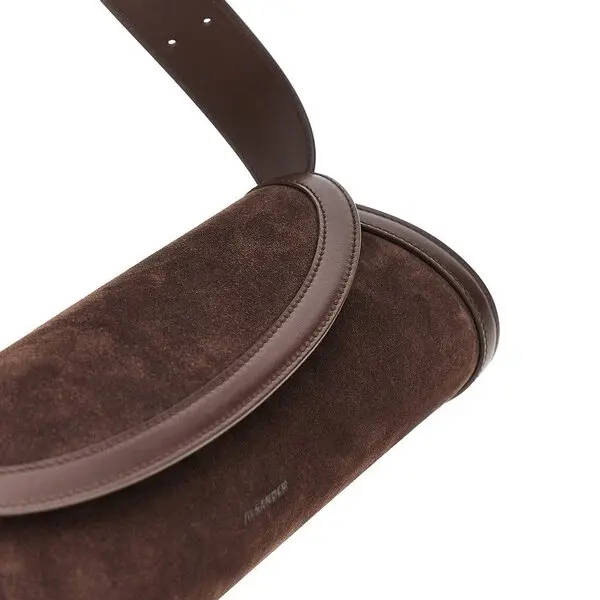 JIL SANDER Suede Leather Small 'cannolo' Bag - Brown