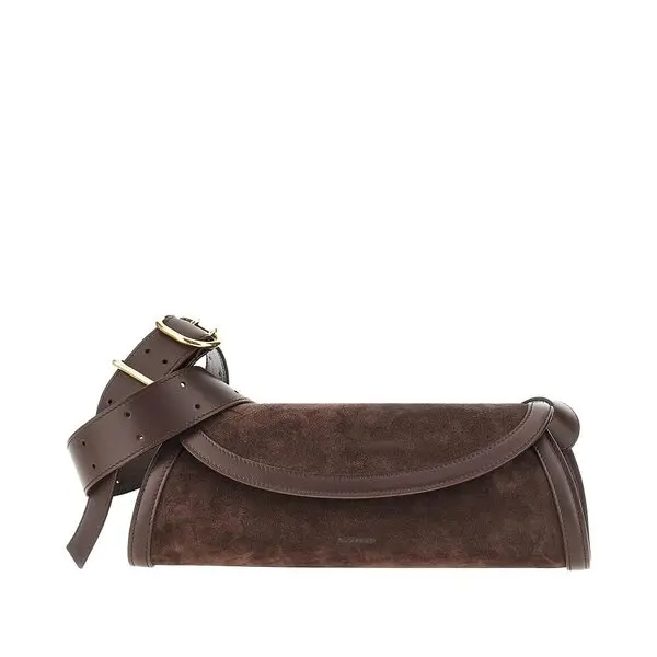 JIL SANDER Suede Leather Small 'cannolo' Bag - Brown