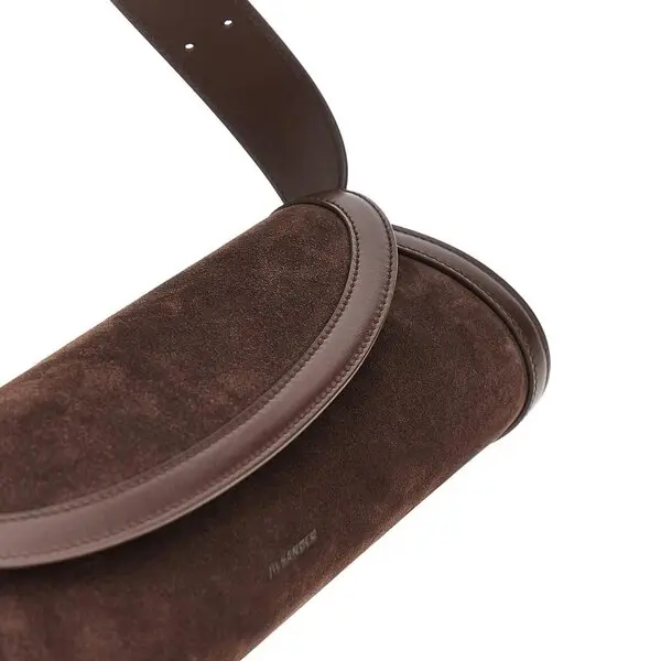 JIL SANDER Suede Leather Small 'cannolo' Bag - Brown