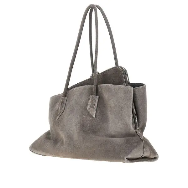 Attico Suede Leather Medium 'la Passeggiata' Bag - Gray