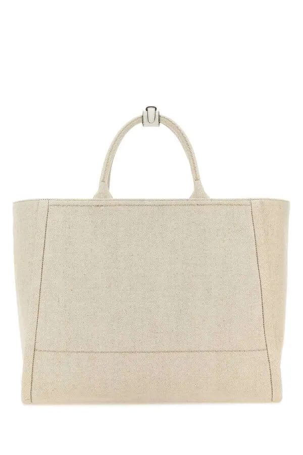 Prada Sand Canvas Shopping Bag - Brown