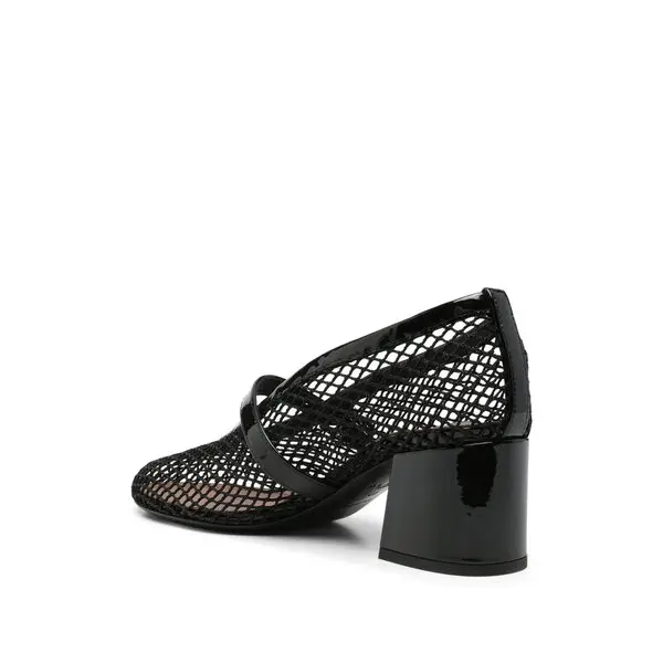 Alaïa Mesh Buckled Block Heel Shoes - Black