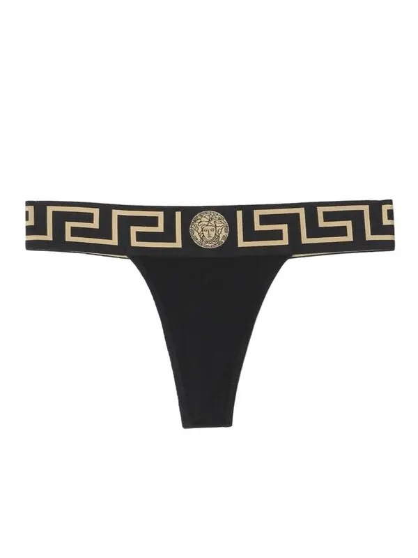 Versace Greek Key Thong - Black