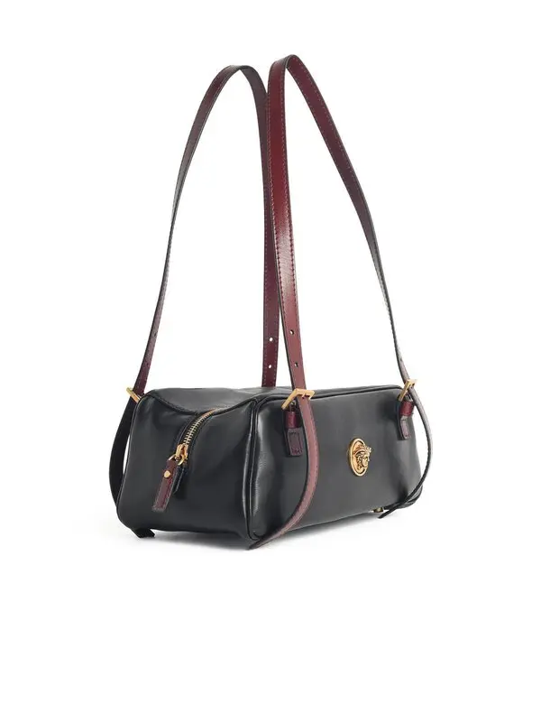Versace Emblème' Nappa Leather Bowling Bag - Black