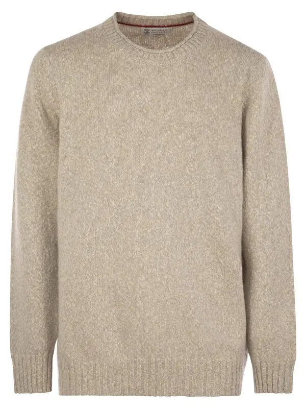 Brunello Cucinelli Cashmere And Virgin Wool Crewneck Sweater - Cream