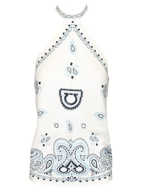 FERRAGAMO Arabesque Print Scarf Top