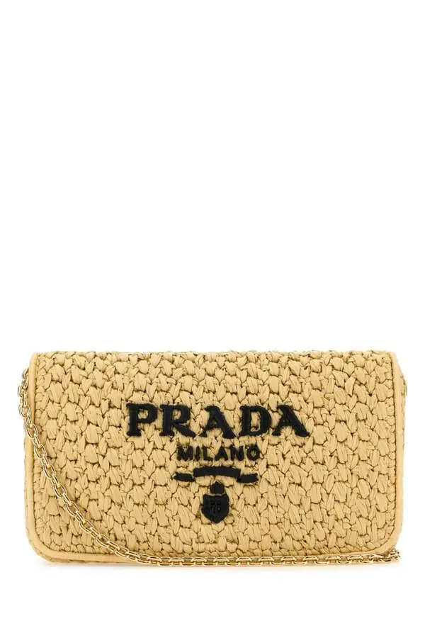 Prada Raffia Crossbody Bag - Brown
