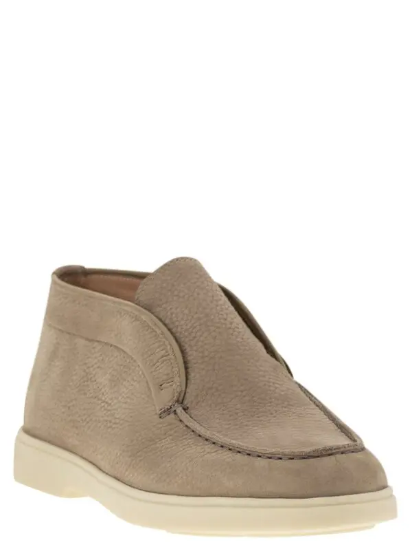 Santoni Tumbled Nubuck Desert Boots - Cream